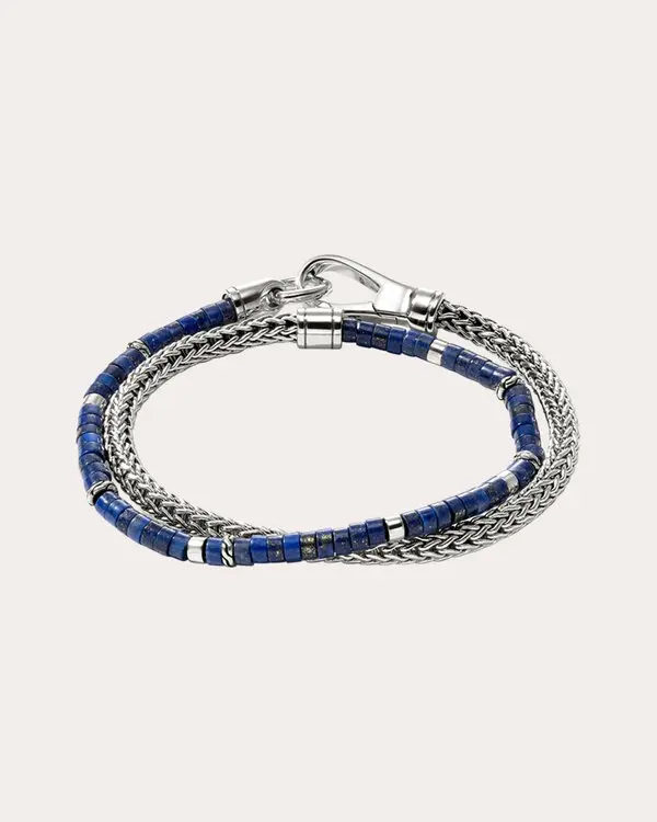 John Hardy Lapis Lazuli Heishi Chain Wrap Bracelet