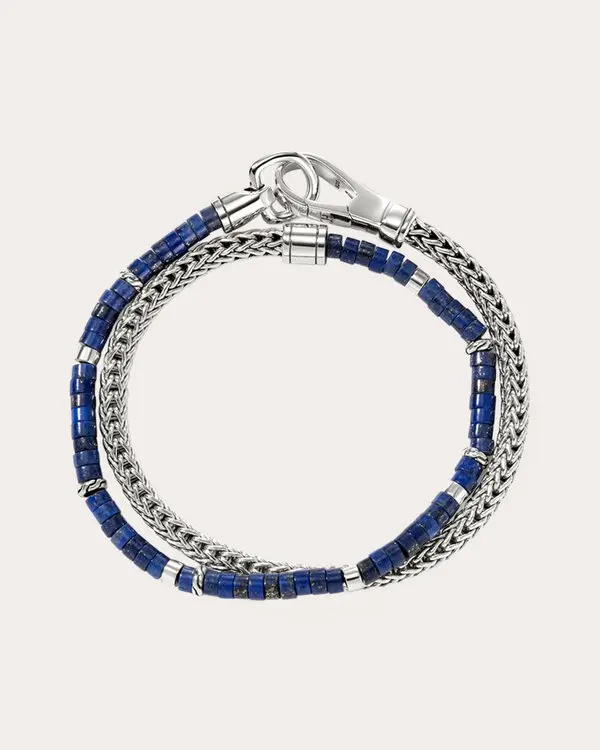 John Hardy Lapis Lazuli Heishi Chain Wrap Bracelet