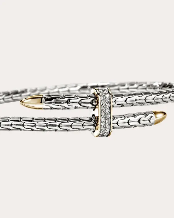 John Hardy Diamond Two-tone Spear Flex Cuff