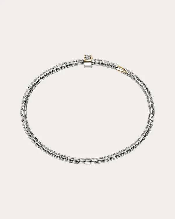 John Hardy Diamond Two-tone Spear Flex Cuff