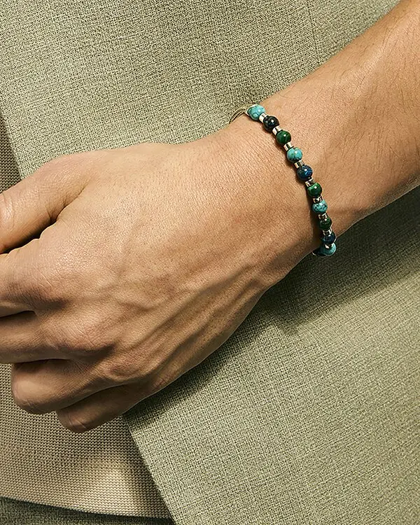 John Hardy Turquoise & Malachite Beaded Bracelet