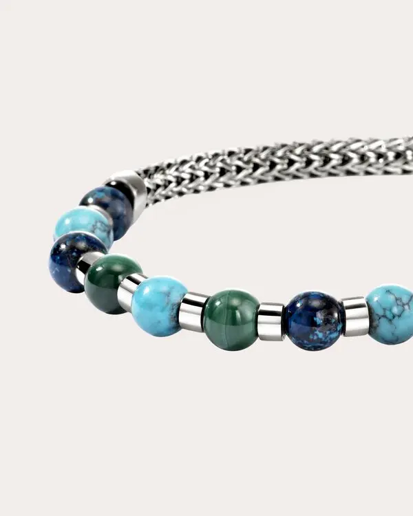 John Hardy Turquoise & Malachite Beaded Bracelet