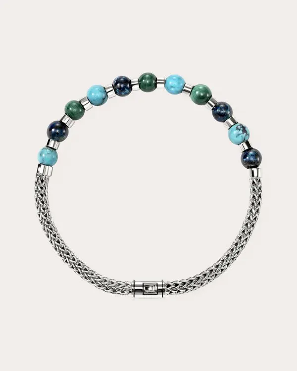 John Hardy Turquoise & Malachite Beaded Bracelet