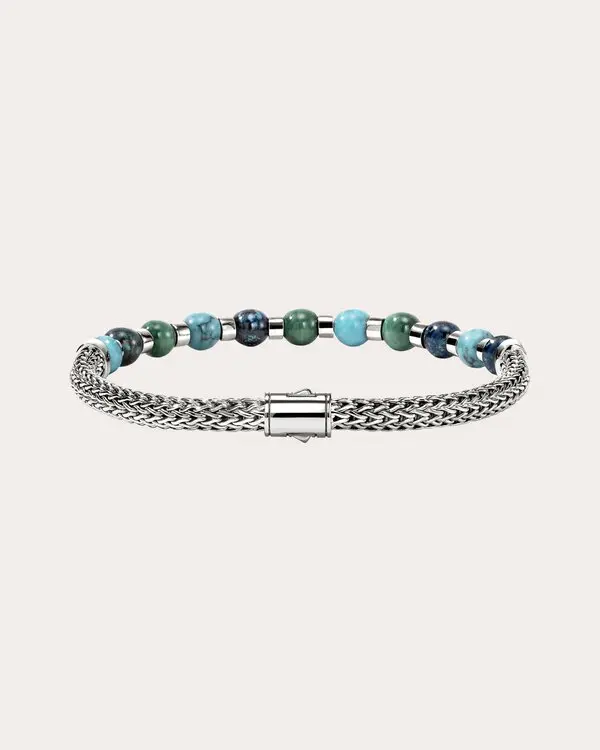 John Hardy Turquoise & Malachite Beaded Bracelet