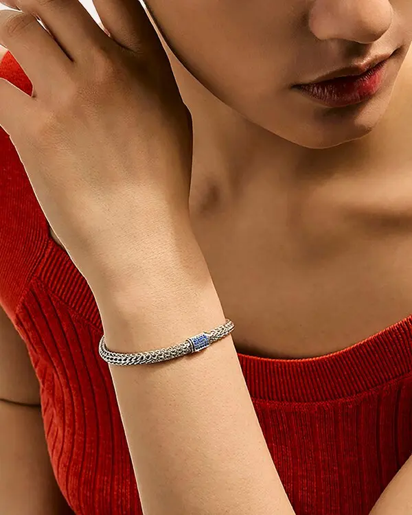 John Hardy Sapphire 5mm Icon Chain Bracelet In Sterling