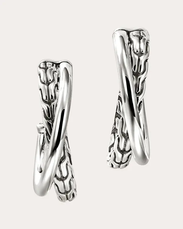 John Hardy Jh Essential Crossover Hoop Earrings