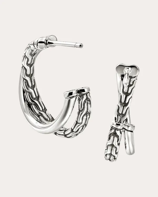 John Hardy Jh Essential Crossover Hoop Earrings