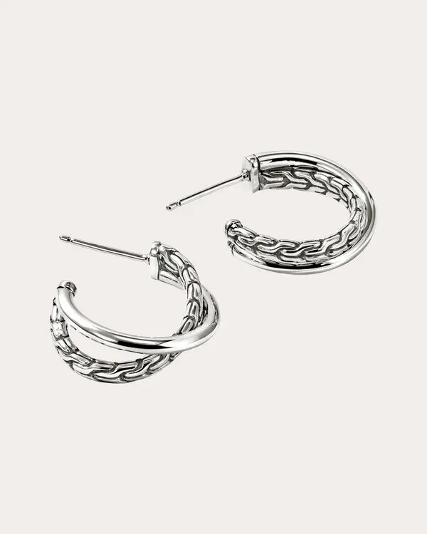 John Hardy Jh Essential Crossover Hoop Earrings