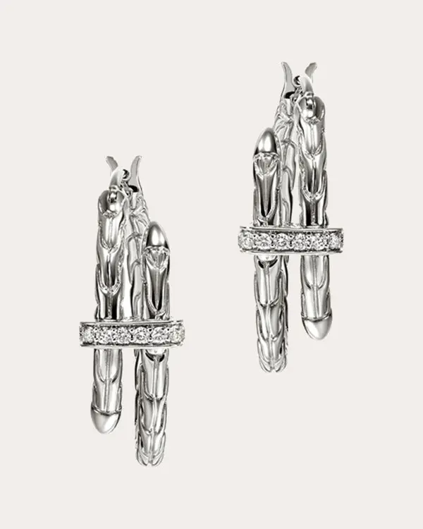 John Hardy Diamond Spear Hoop Earrings