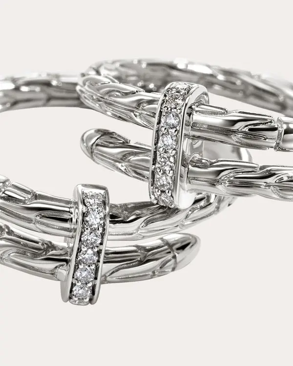 John Hardy Diamond Spear Hoop Earrings