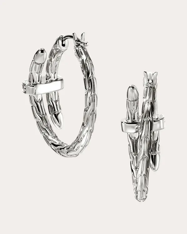 John Hardy Diamond Spear Hoop Earrings