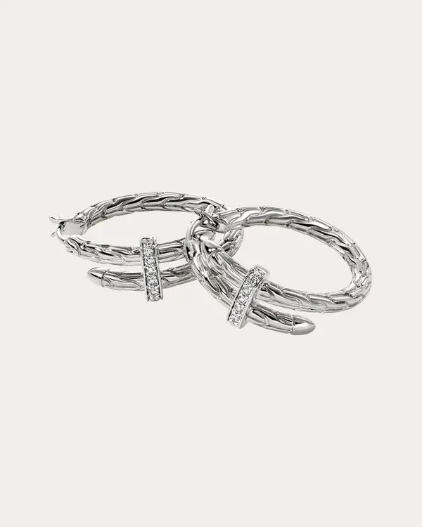 John Hardy Diamond Spear Hoop Earrings