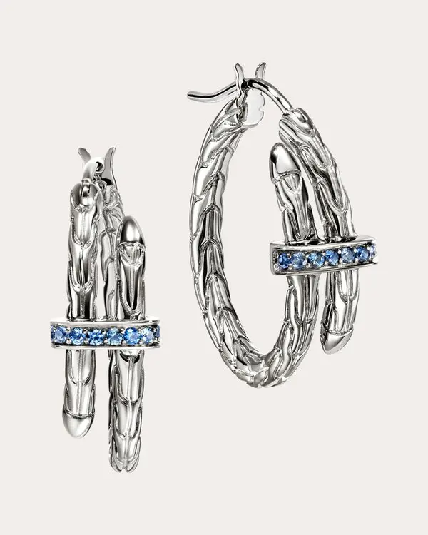 John Hardy Sapphire Spear Hoop Earrings