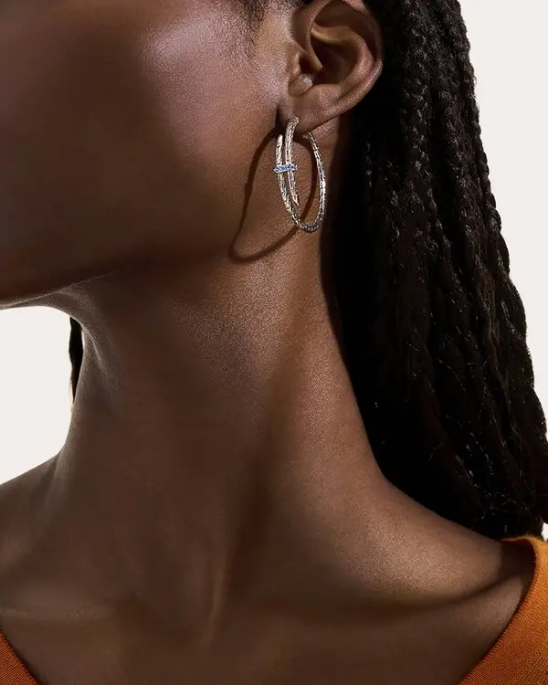 John Hardy Sapphire Spear Hoop Earrings