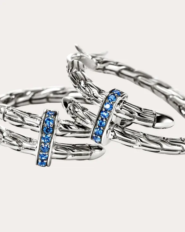 John Hardy Sapphire Spear Hoop Earrings