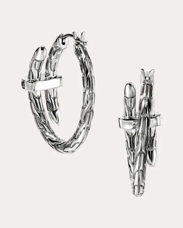 John Hardy Sapphire Spear Hoop Earrings