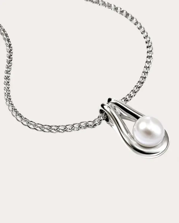 John Hardy Cultured Pearl Surf Pendant Necklace