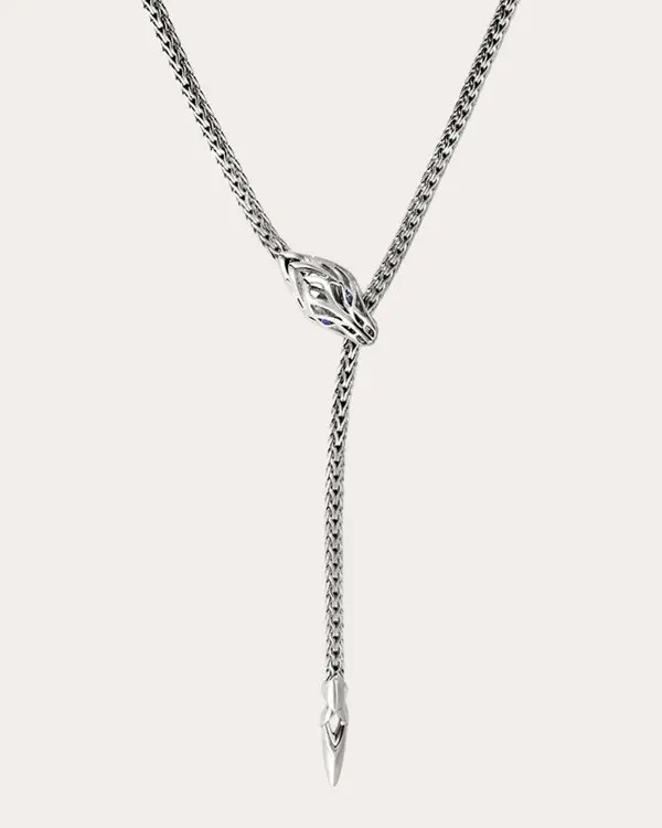 John Hardy Naga Lariat Necklace With Blue Sapphire - Silver