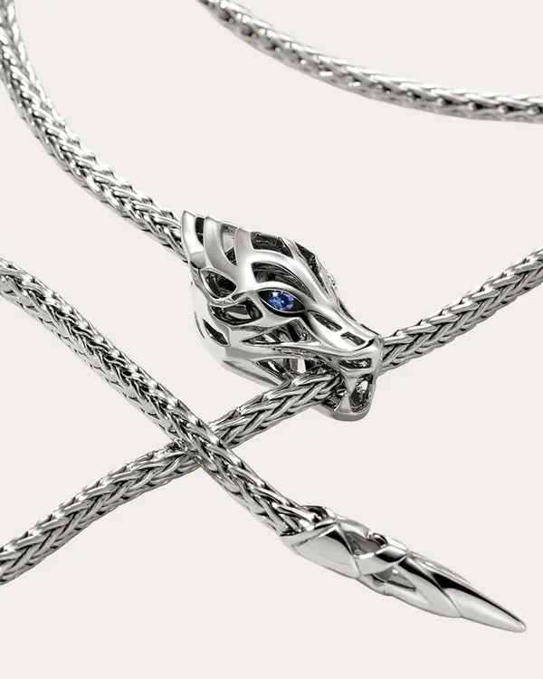 John Hardy Naga Lariat Necklace With Blue Sapphire