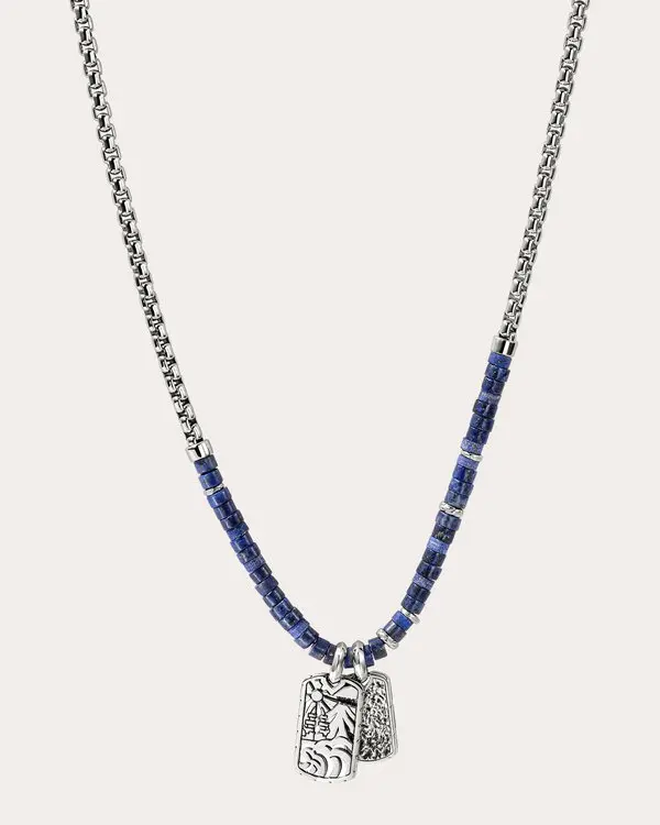 John Hardy Sterling Lapis Lazuli Heishi Tag Pendant Necklace - Silver