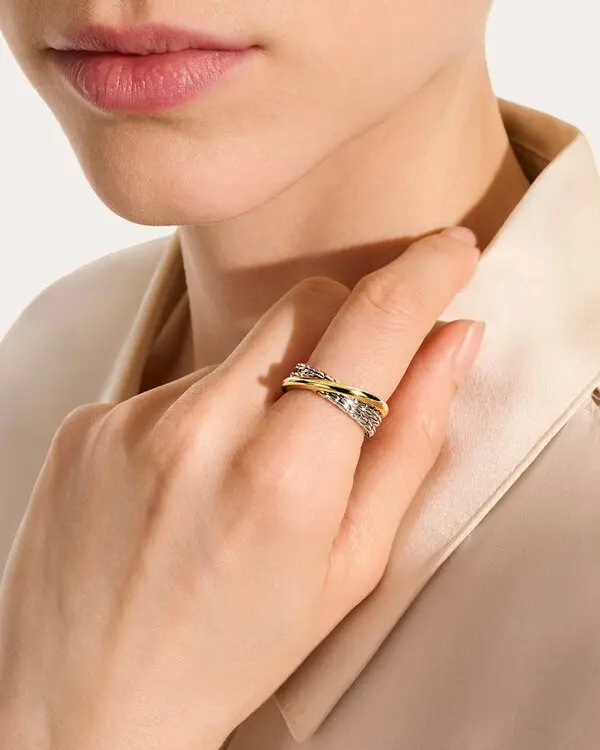 John Hardy Two-tone Jh Essential Crossover Ring