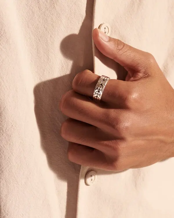 John Hardy Carved Chain Band Ring