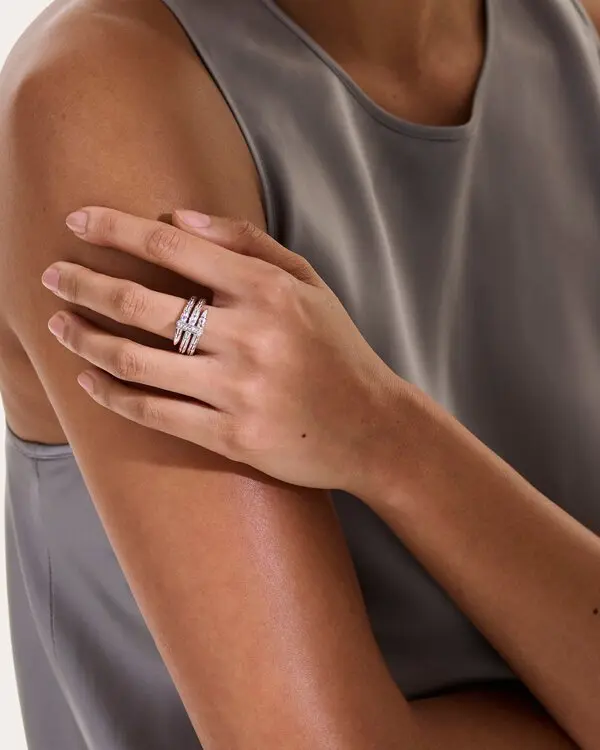 John Hardy Sterling Diamond Wide Spear Ring