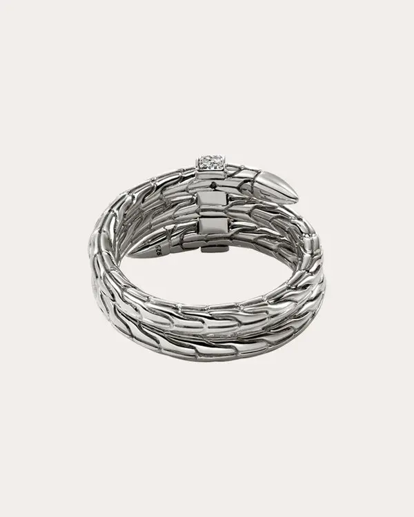 John Hardy Sterling Diamond Wide Spear Ring