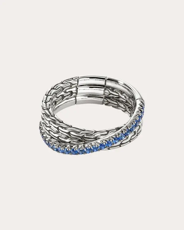 John Hardy Sapphire Pavé Crossover Ring - Silver