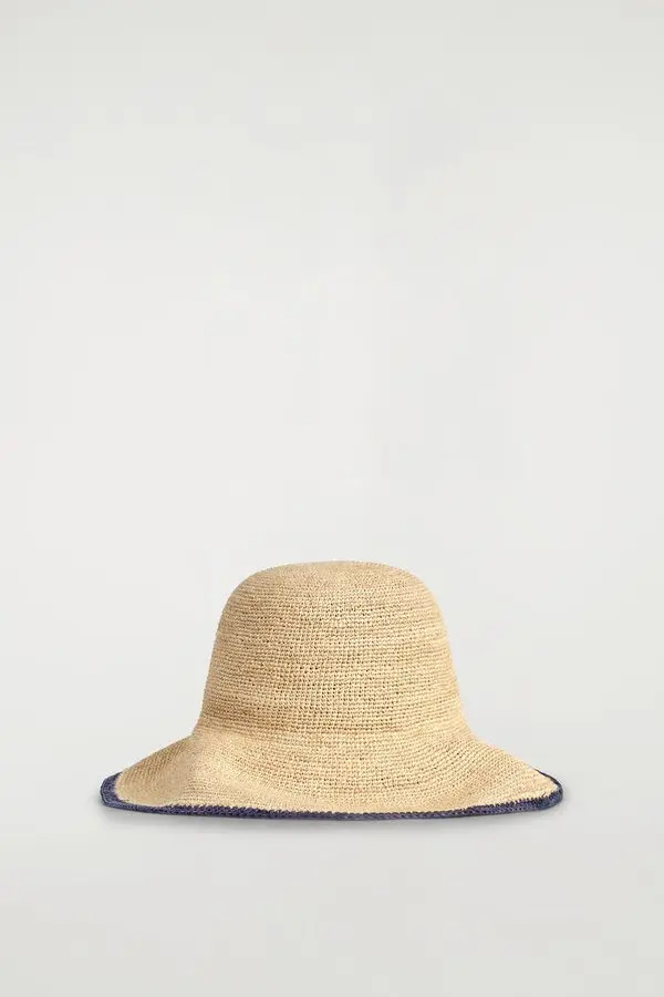 Cos Contrast-trim Raffia Hat - Beige