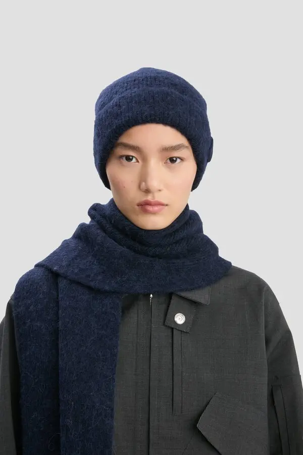 Victoria Beckham Alpaca Blend Beanie - Navy