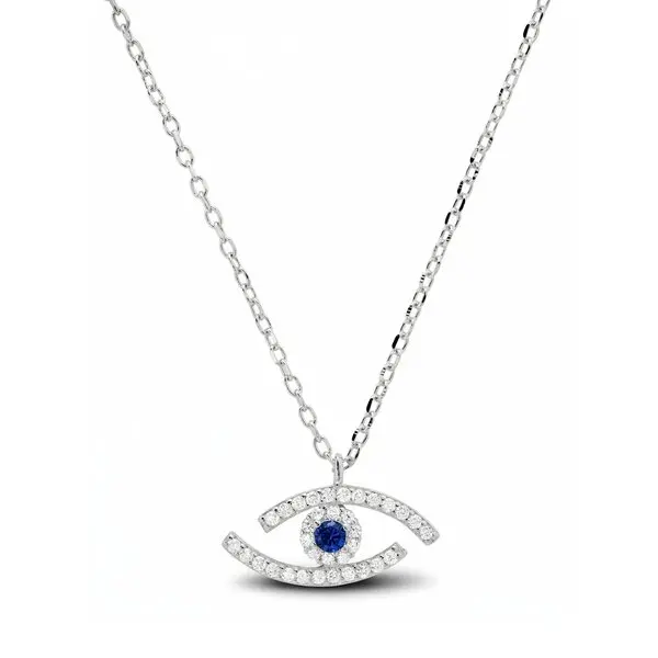 KYLIE HARPER Abstract Evil Eye Pendant Necklace In Sterling - Silver