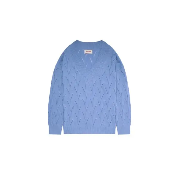 LA GRANNI Oversized V-neck Jumper With Wheat Branch Detailing