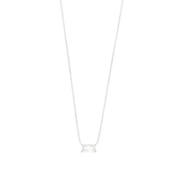 ESTERAH Plated Sterling Baguette Cubic Zirconia Necklace - Silver