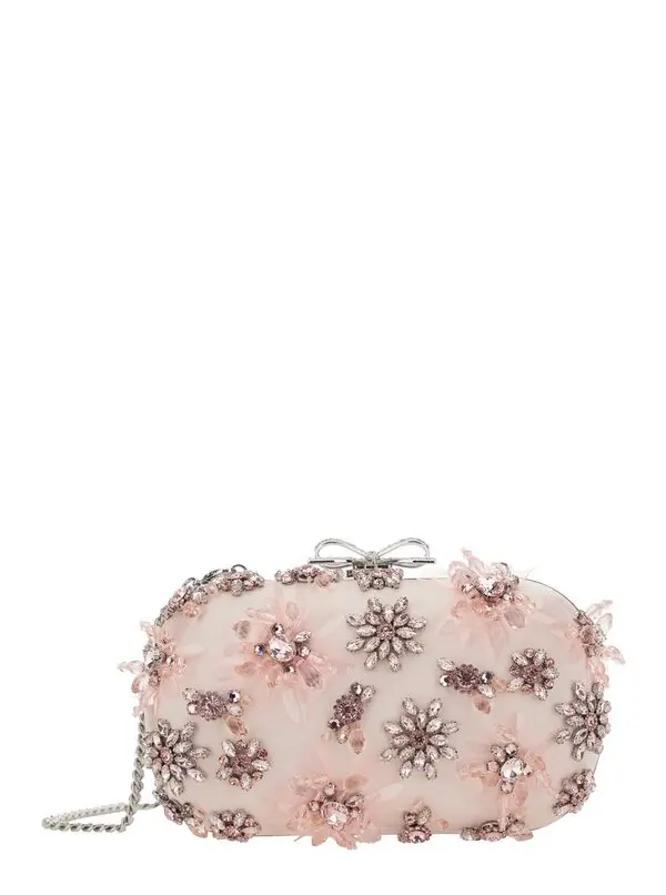 SELF-PORTRAIT Floral Embellished Clutch With Bow Detail - Multicolor