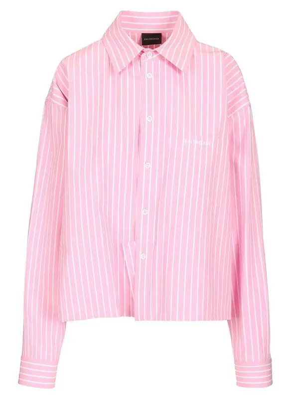 Balenciaga Striped Cotton Shirt With Embroidered Logo - Multicolor