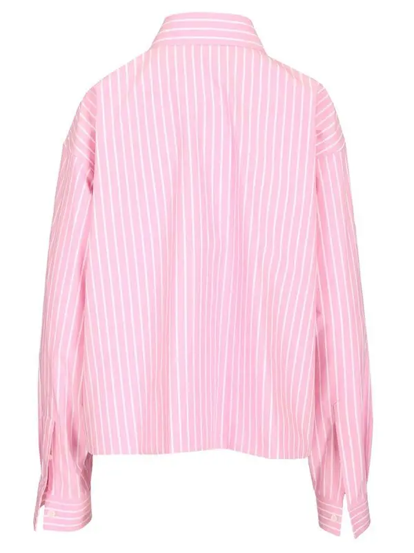 Balenciaga Striped Cotton Shirt With Embroidered Logo