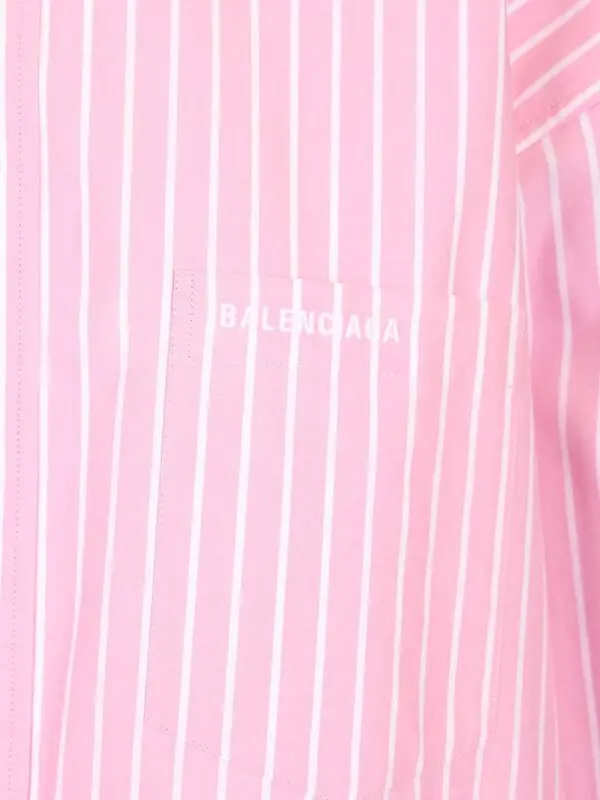 Balenciaga Striped Cotton Shirt With Embroidered Logo