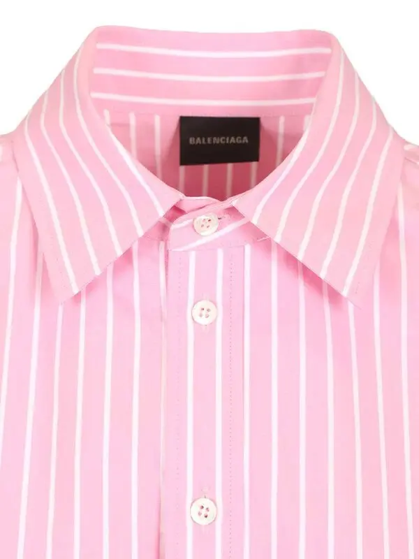 Balenciaga Striped Cotton Shirt With Embroidered Logo