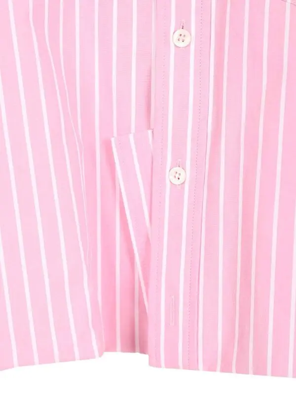 Balenciaga Striped Cotton Shirt With Embroidered Logo