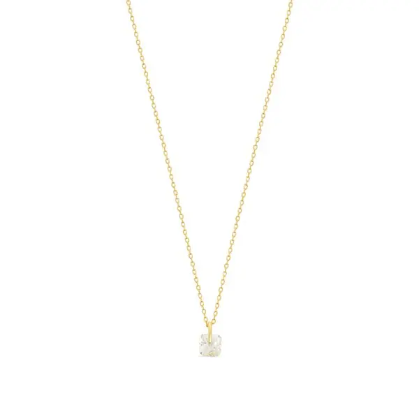 ESTERAH Cushion Crystal Necklace - Gold