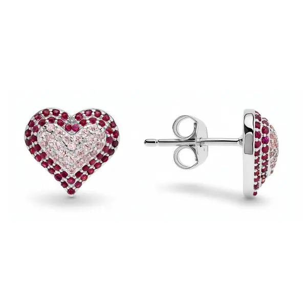 KYLIE HARPER Pavé Pink Sapphire Puffed Heart Earrings In Sterling - Silver