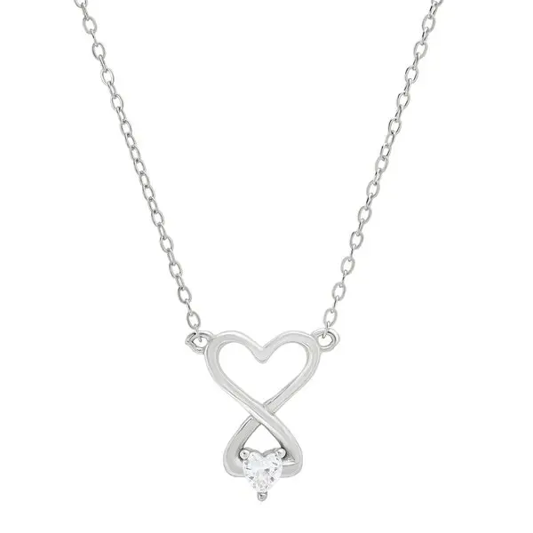 KYLIE HARPER Sterling Heart Infinity Necklace With Cubic Zirconia - Silver