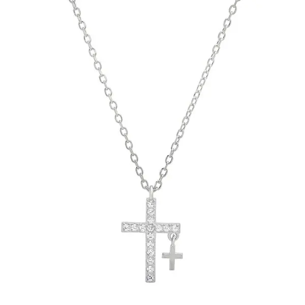 KYLIE HARPER Sterling Double Cross Pendant Necklace - Silver