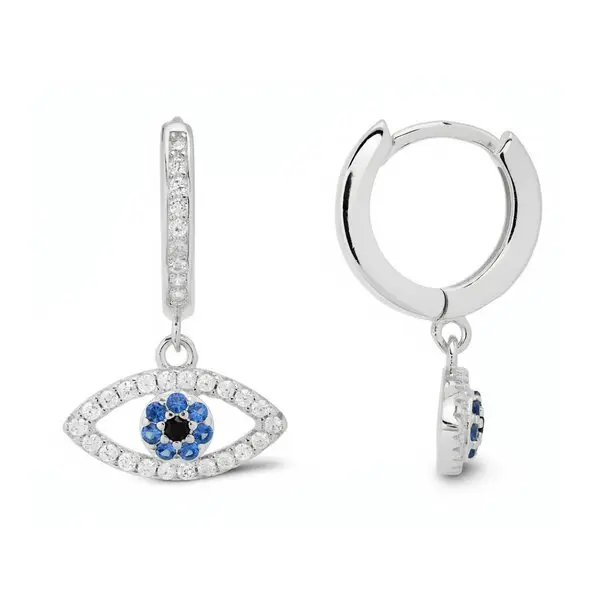 KYLIE HARPER Sterling Cubic Zirconia Evil Eye Hoop Earrings - Silver