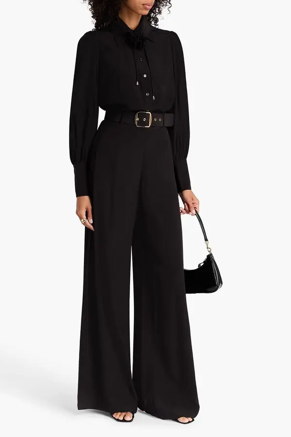 Zimmermann Belted Crepe De Chine Wideleg Pants