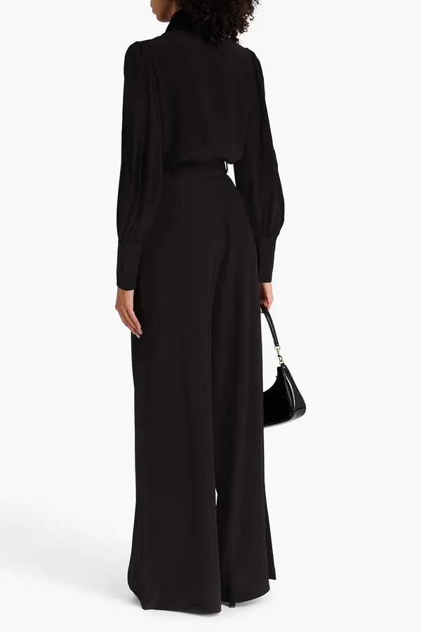 Zimmermann Belted Crepe De Chine Wideleg Pants