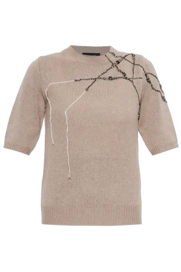 Fabiana Filippi Top With Shimmering Crystals - Beige