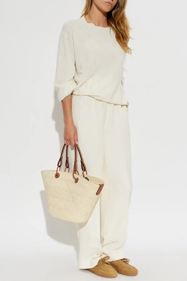 Fabiana Filippi Wool Sweater With Shimmering Fringes
