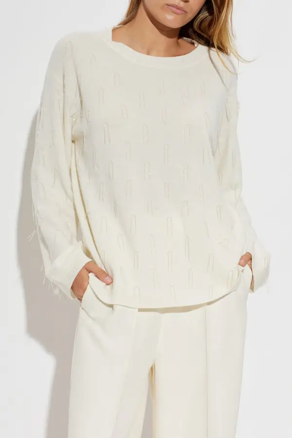 Fabiana Filippi Wool Sweater With Shimmering Fringes